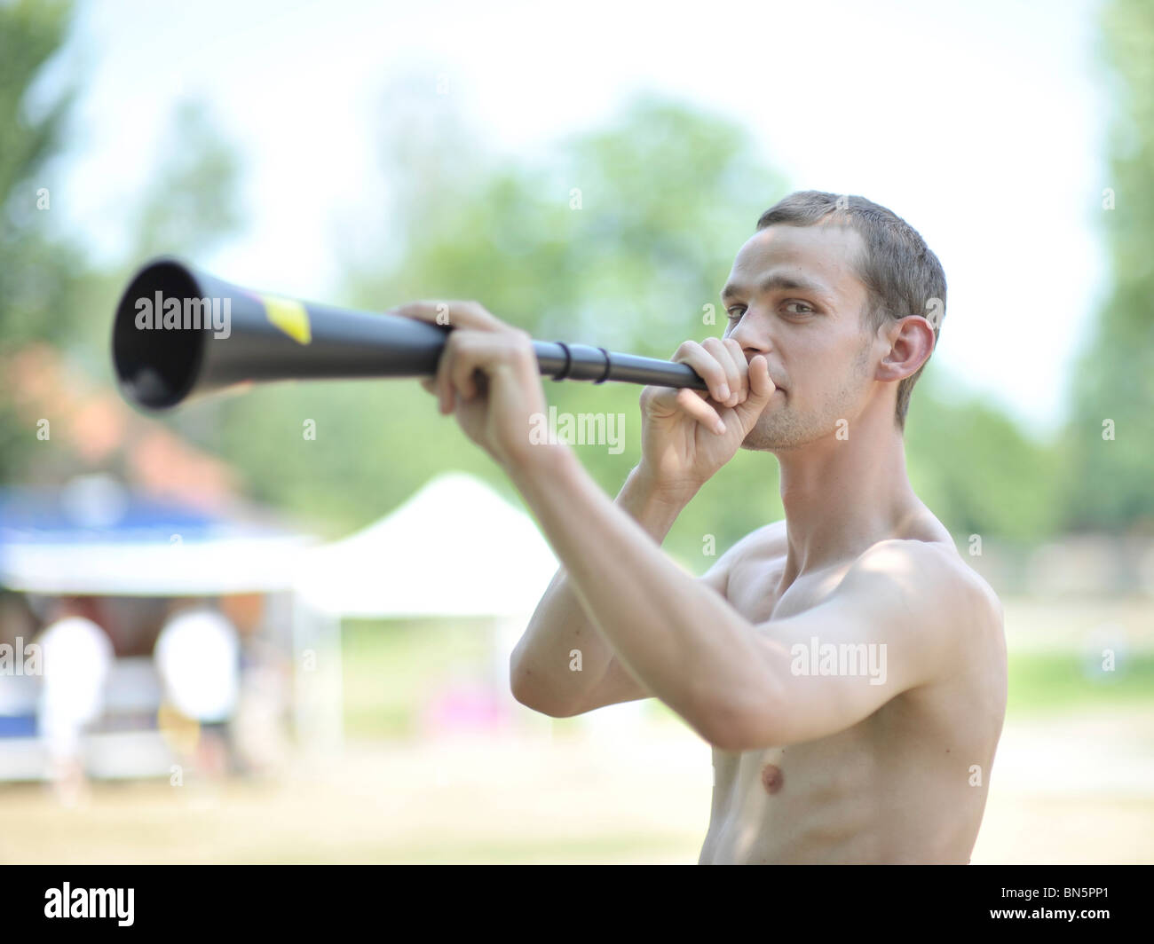 portrait germany male football fan vuvuzela Stock Photo - Alamy