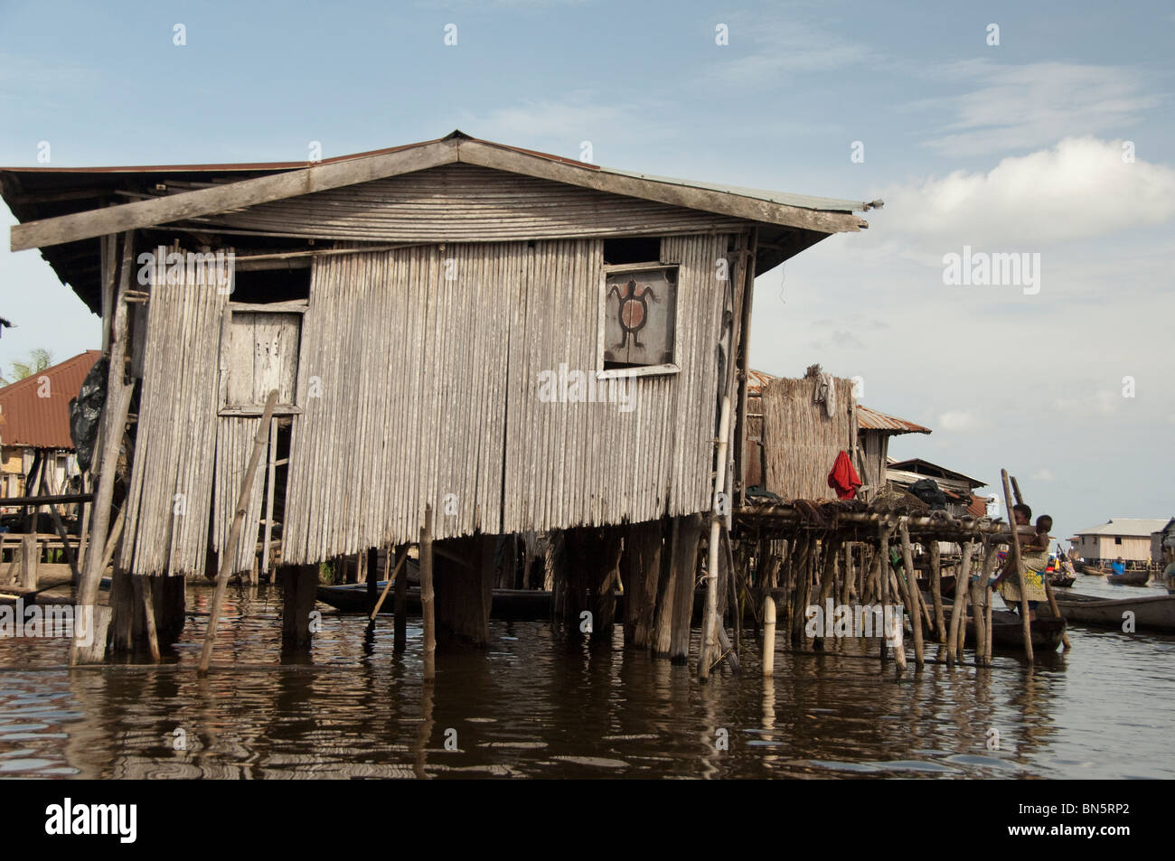 Africa, Benin, Ganvie. Typical Tofinu village on Lake Nokoue ...