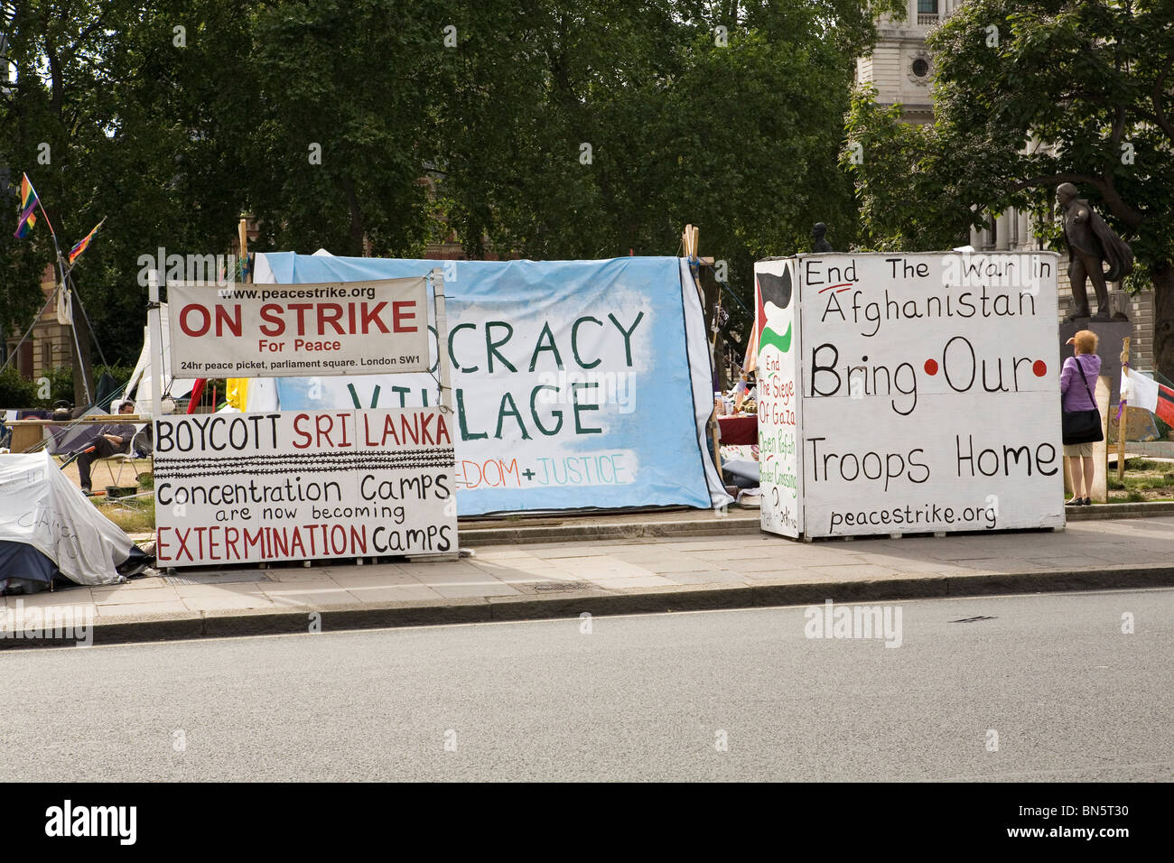 The Democracy Village at Westminster in London, England, UK Stock Photo ...