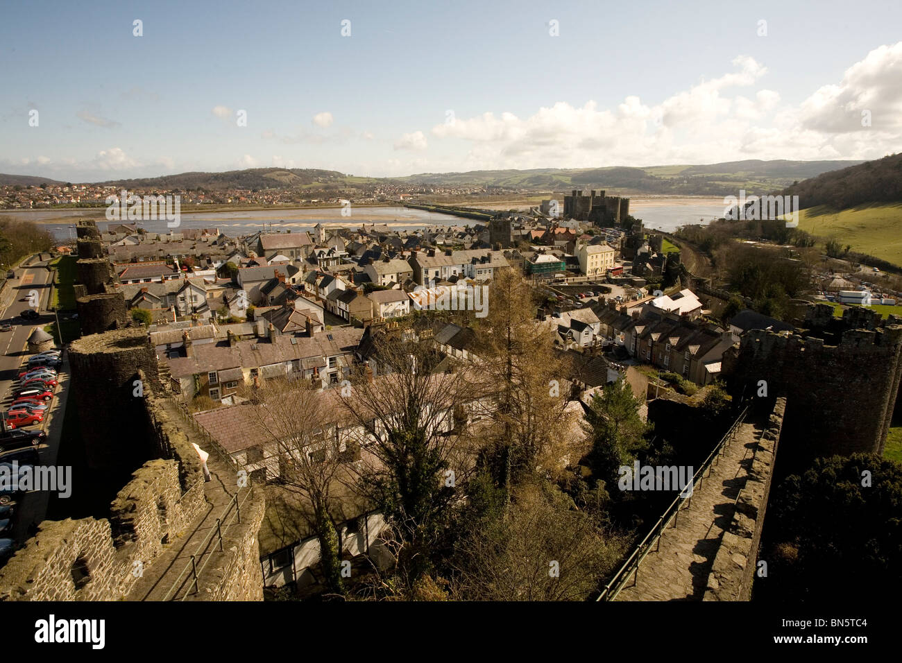 A view from the walls of Conway Castle, Conway, Wales Stock Photo - Alamy