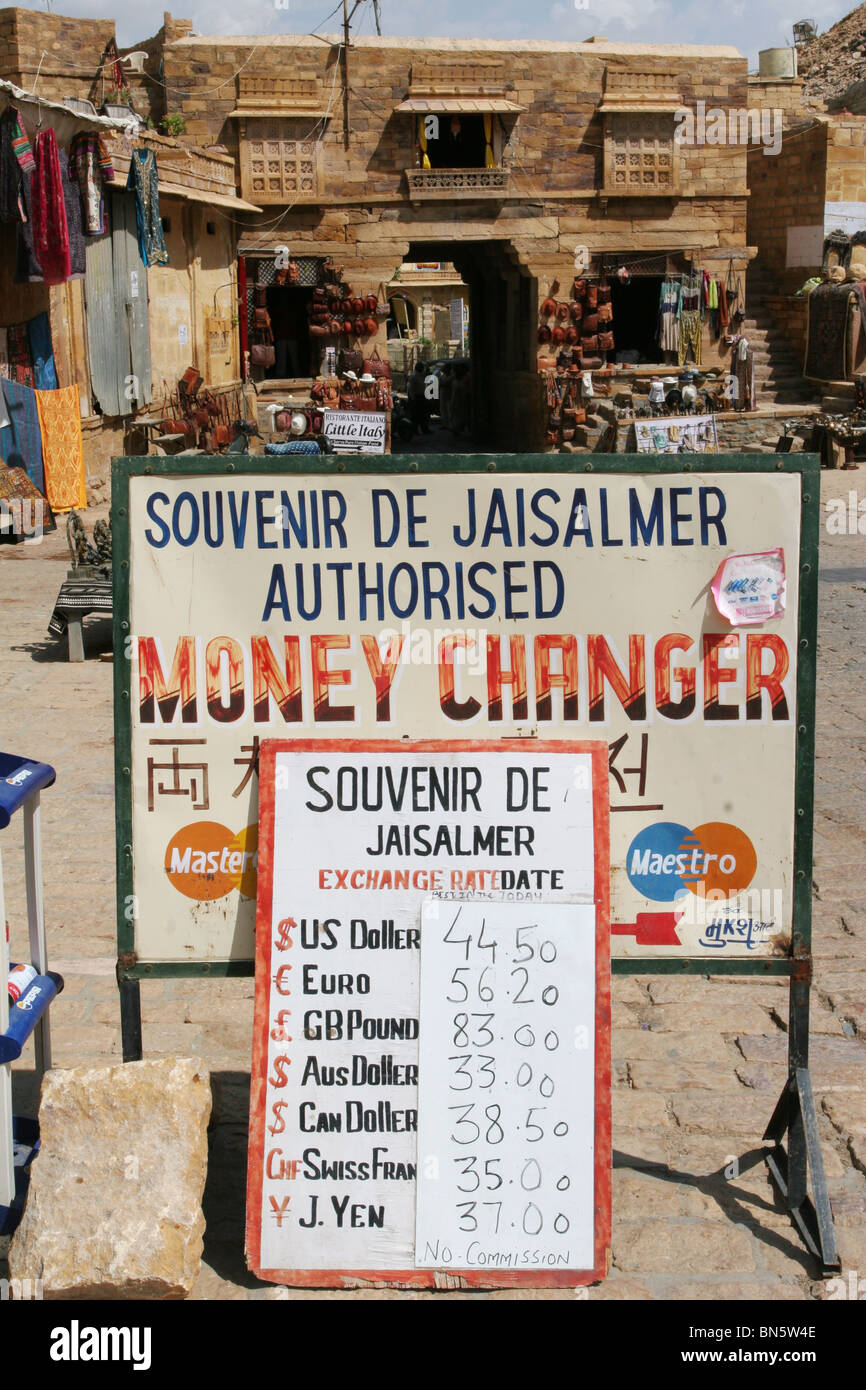 Money changer display in Jaisalmer, Rajasthan, India Stock Photo - Alamy