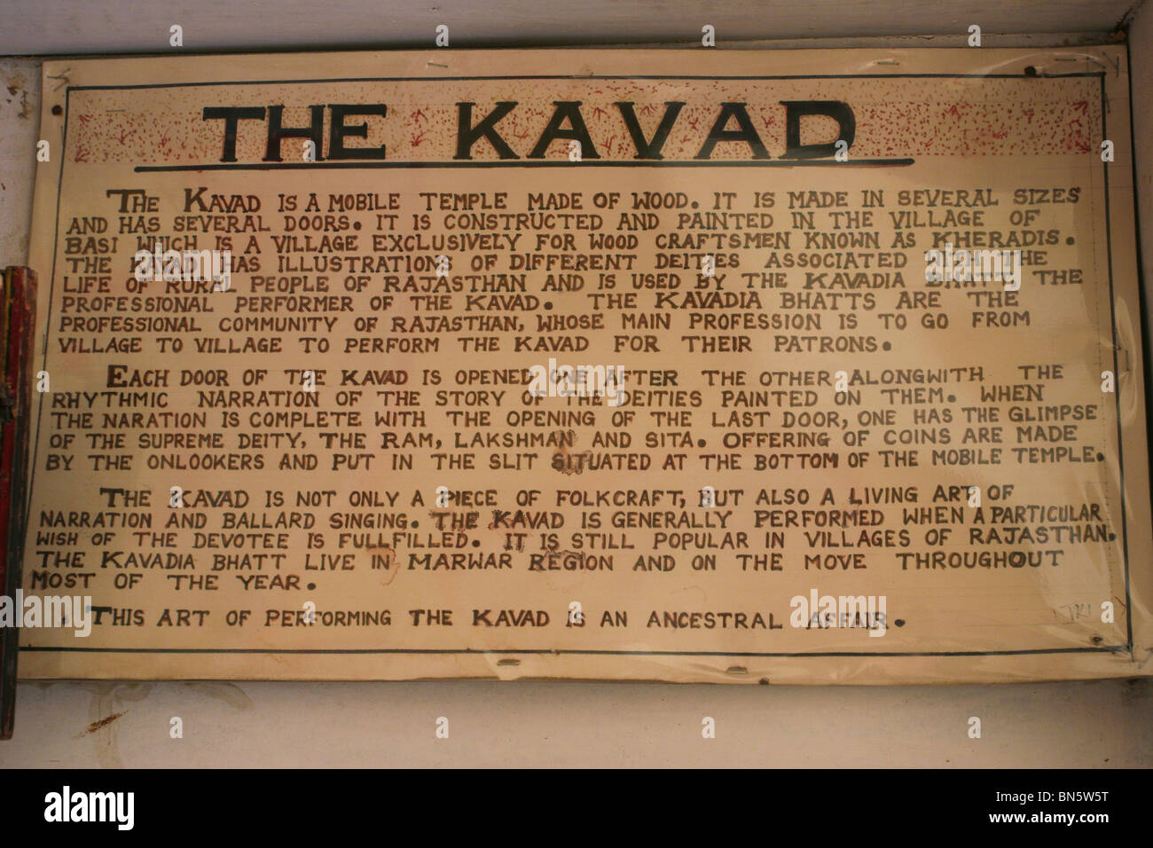 Sign explaining the Kavad, Jaisalmer, Rajasthan, India Stock Photo - Alamy