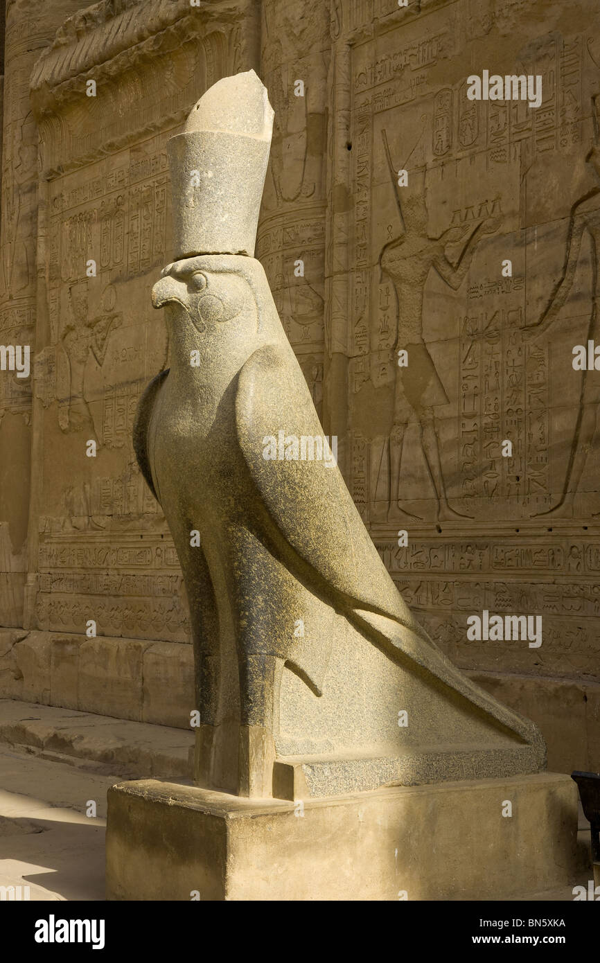 The Falcon god Horus at the Edfu temple, Egypt Stock Photo - Alamy