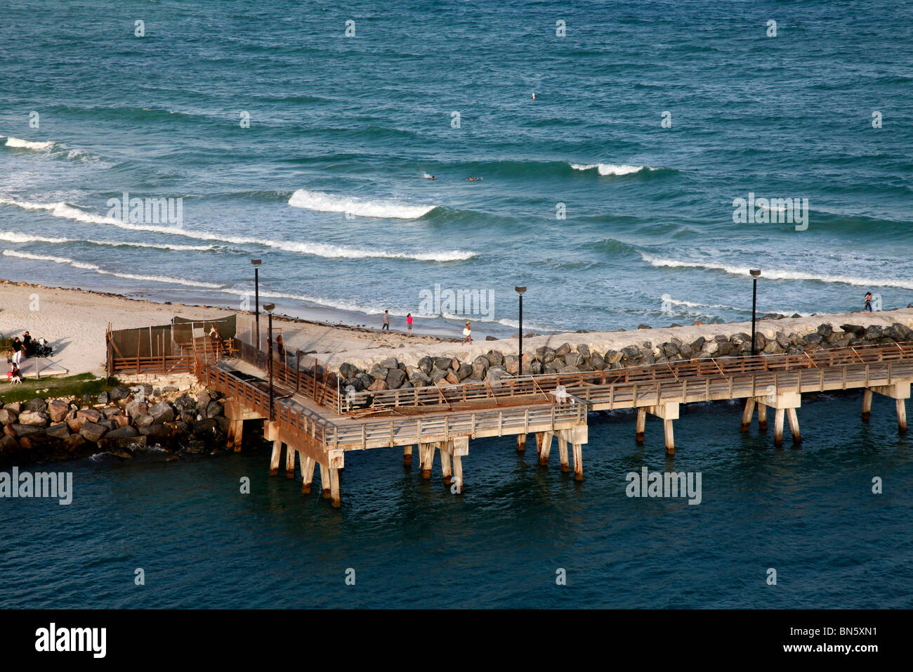 beach and pier in Miami Florida Stock Photo - Alamy