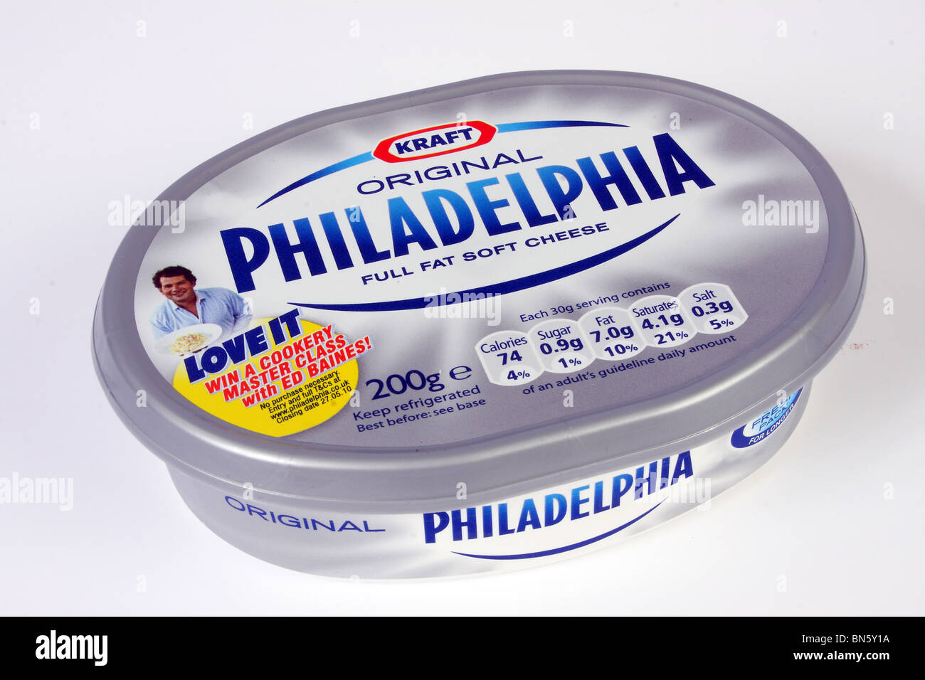 A product photograph of Philadelphia soft cream cheese by Kraft, taken ...