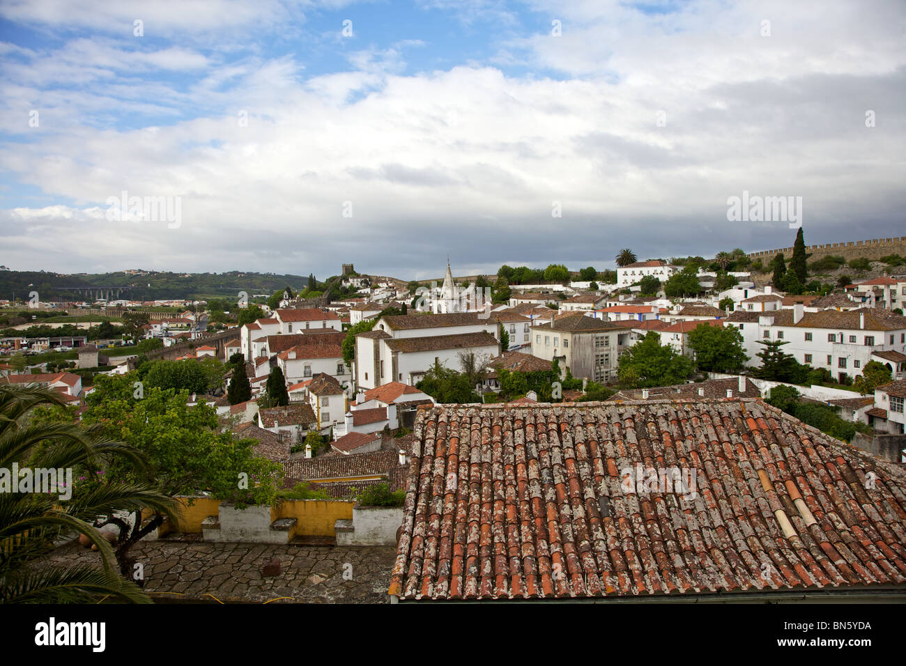 The Medieval Fortified Walled Castle Village of Obidos Stock Photo - Alamy