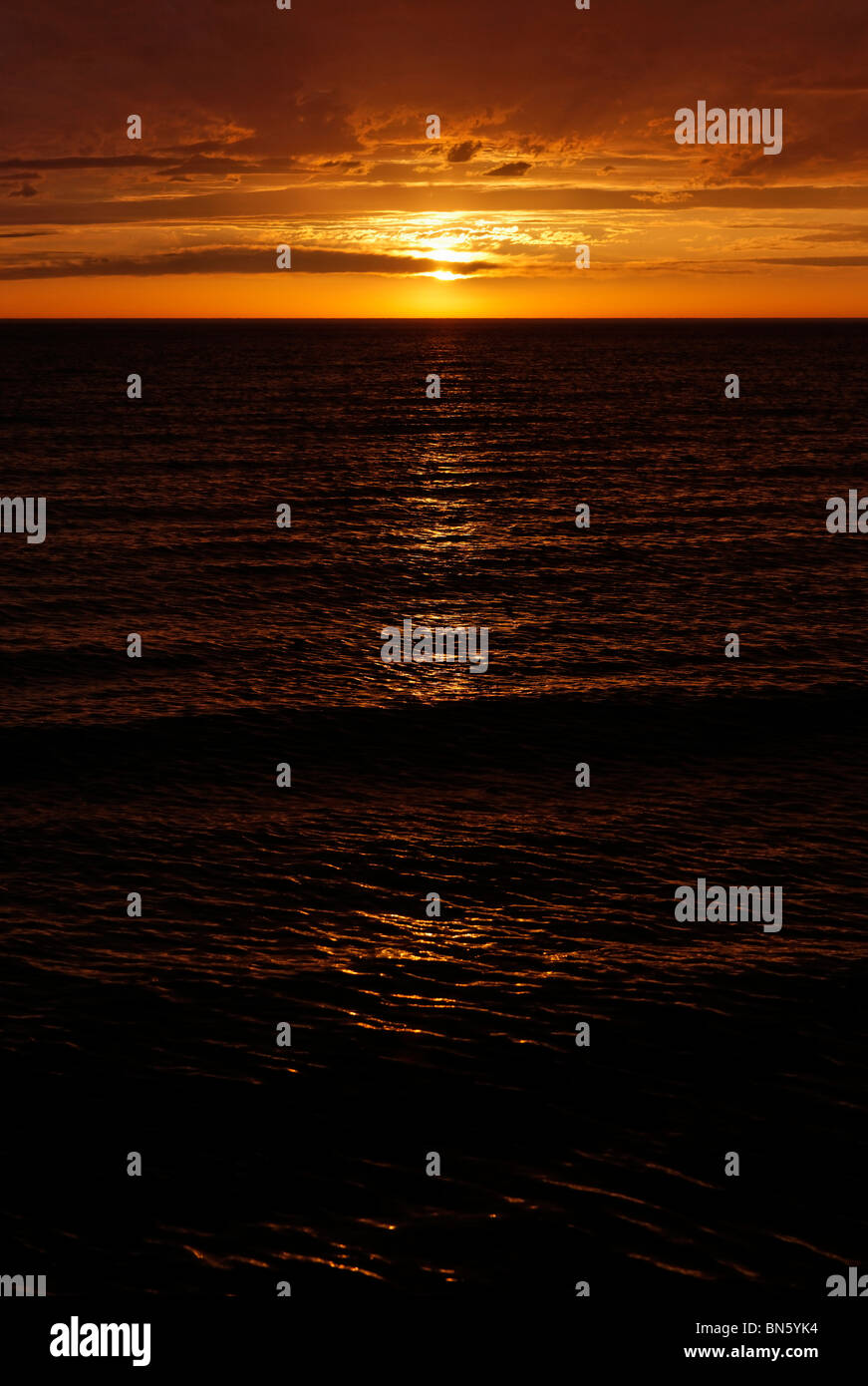 Orange sunset over Lake Michigan MI Great Lakes beautiful waterscape ...