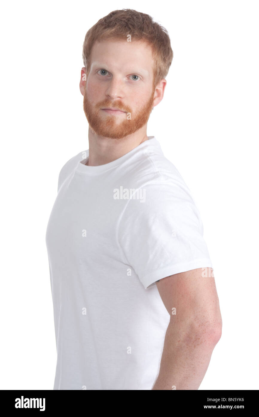 Serious red haired man with beard in studio Stock Photo - Alamy