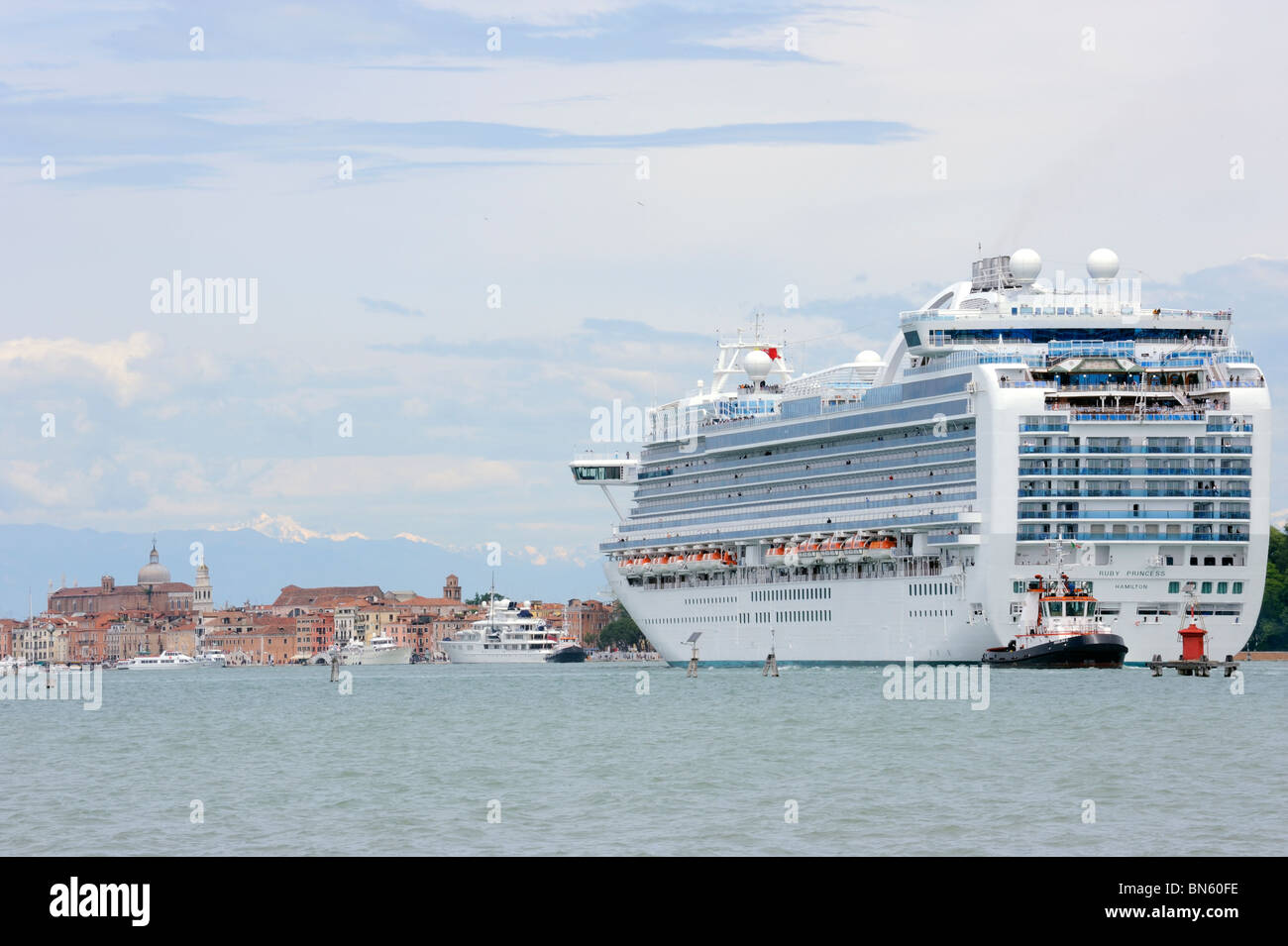 The cruise ship 'Ruby Princess' approaching San Marco, Venice Stock ...
