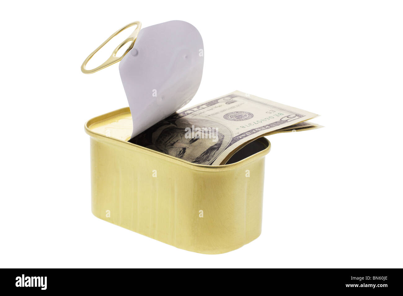 Banknotes in Tin Can Stock Photo - Alamy