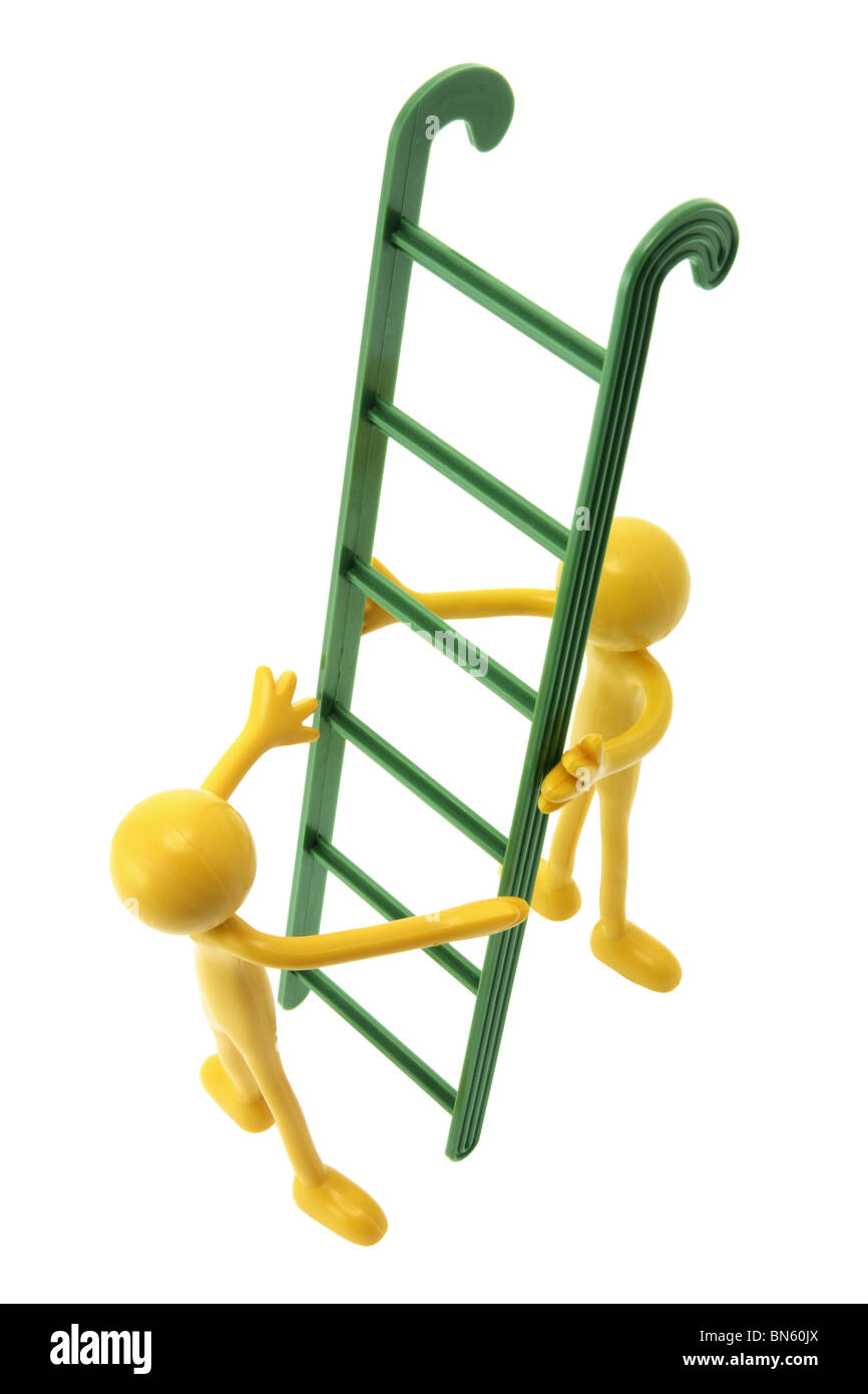 Miniature Rubber Figures with Ladder Stock Photo - Alamy
