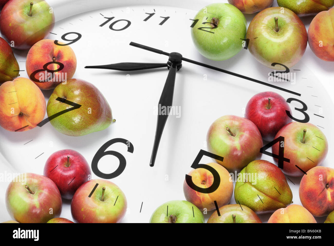 Clock and Fruits Stock Photo - Alamy