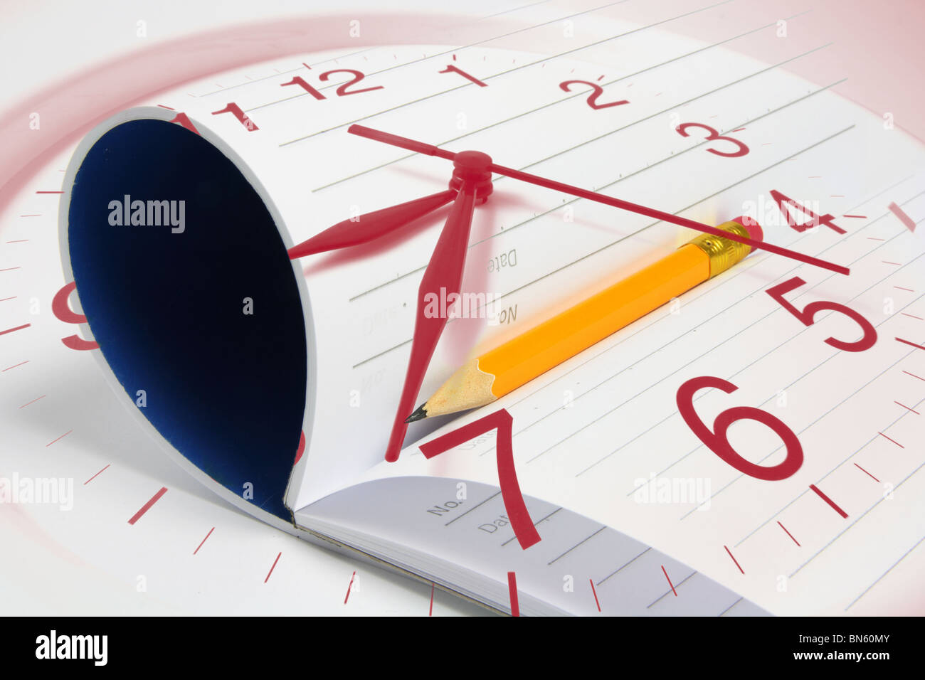 Clock and pencil hi-res stock photography and images - Alamy