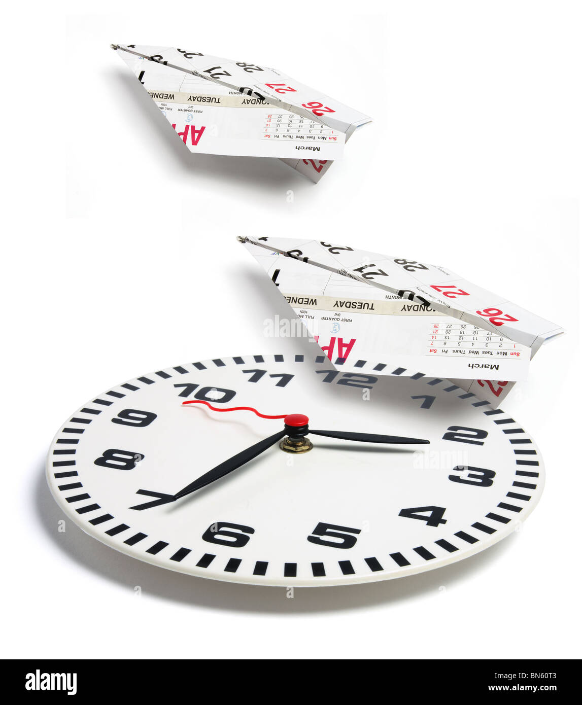 Clock and Paper Planes Stock Photo - Alamy