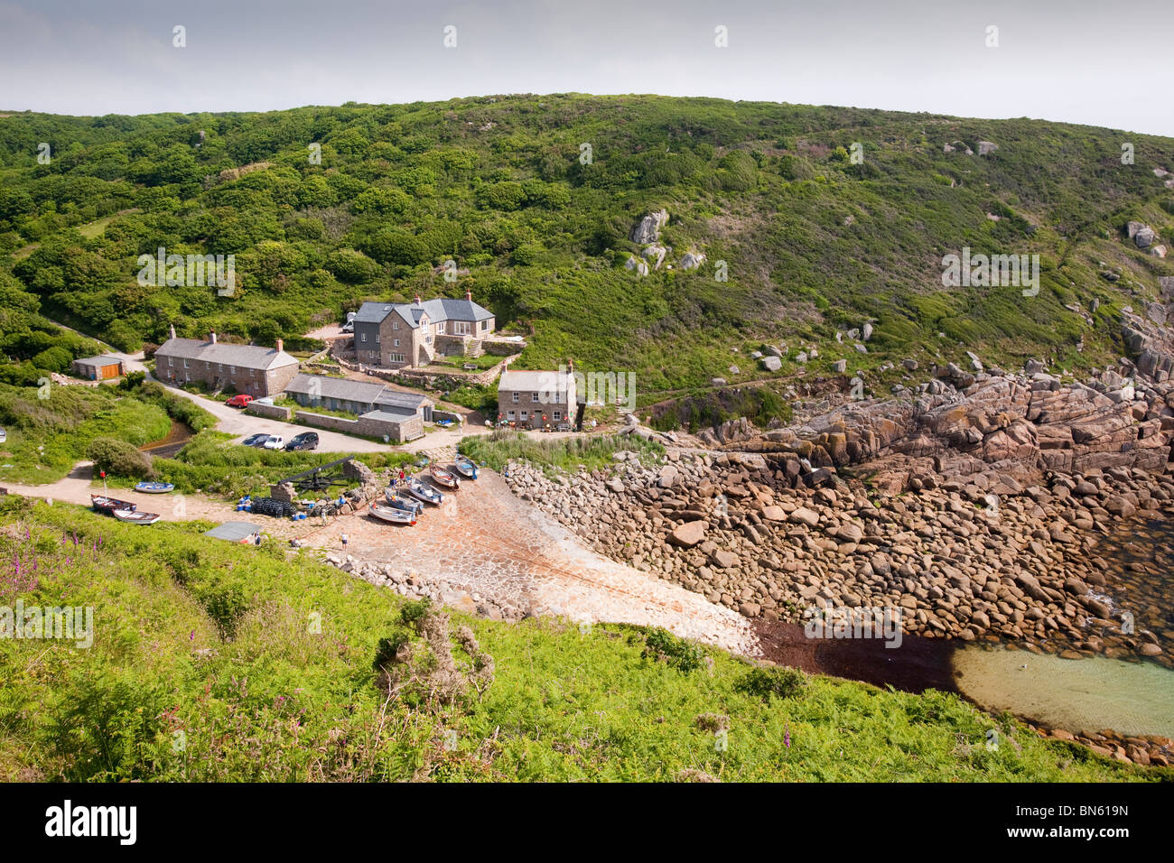 Penberth a tiny Cornish fishing hamlet on the coast near Porthcurno ...