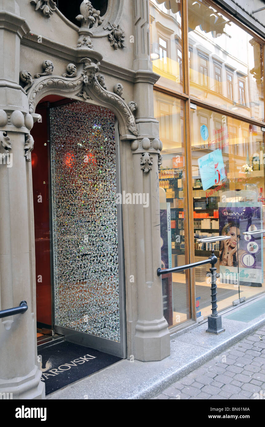 Ornate glass door to Swarovski Crystal,Budapest, Hungary,Europa Stock ...