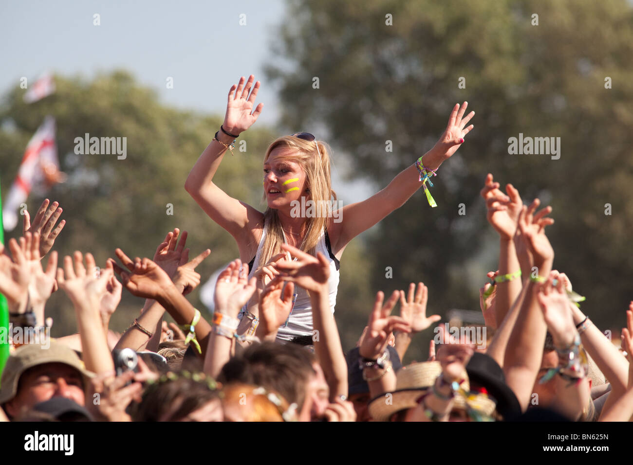 Pyramid stage crowd at the Glastonbury Festival 2010 Stock Photo - Alamy