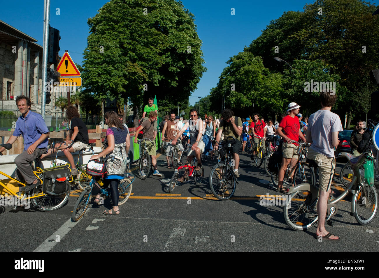 Paris, France, Street Scene, Demonstration of Environmental Bicyclists ...