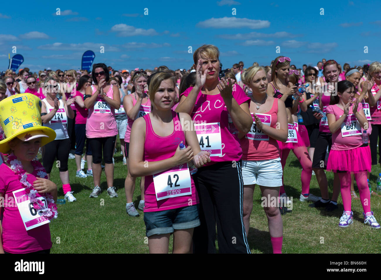 Women and children taking part in the race for life. A Cancer Charity ...