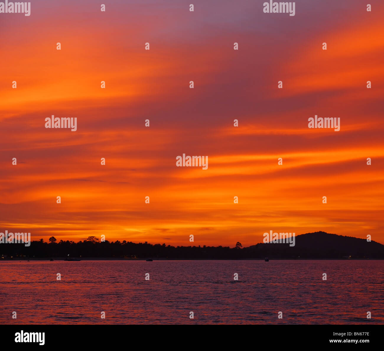 Sunset skies over Koh Samui island, Thailand Stock Photo - Alamy