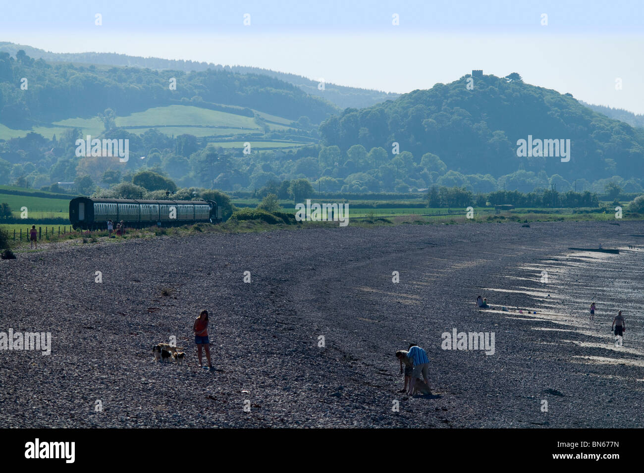 blue anchor bay holiday resort somerset coast uk Stock Photo - Alamy