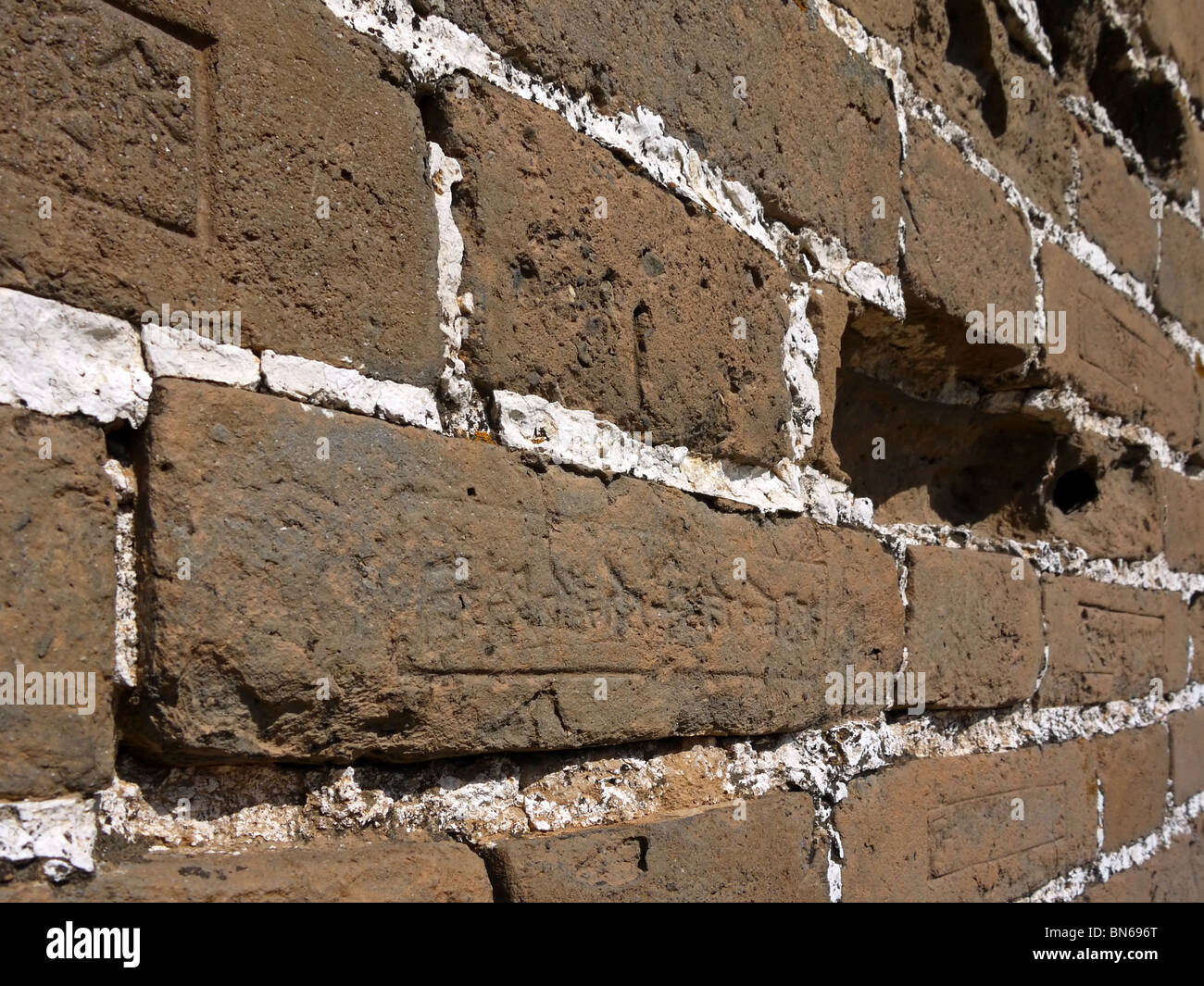Ancient bricks with hieroglyphic stamps in the Great Wall, Simatai area ...