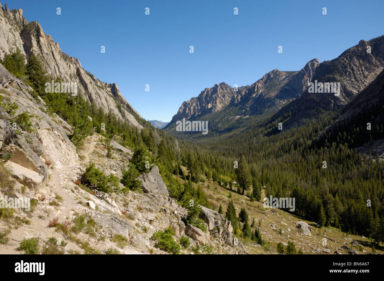 Redfish Lake Creek valley, Sawtooth Mountains, Idaho, USA Stock Photo ...