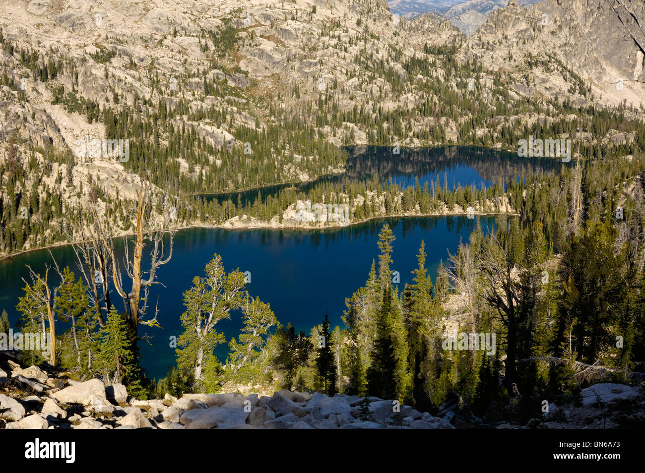 Baron Lake and Upper Baron Lake, Sawtooth Mountains, Idaho, USA Stock ...