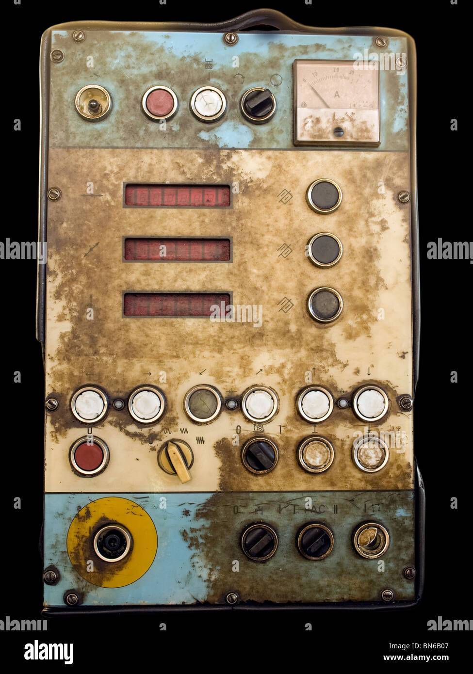 Retro control panel for devices, tools or machinery in an old factory ...