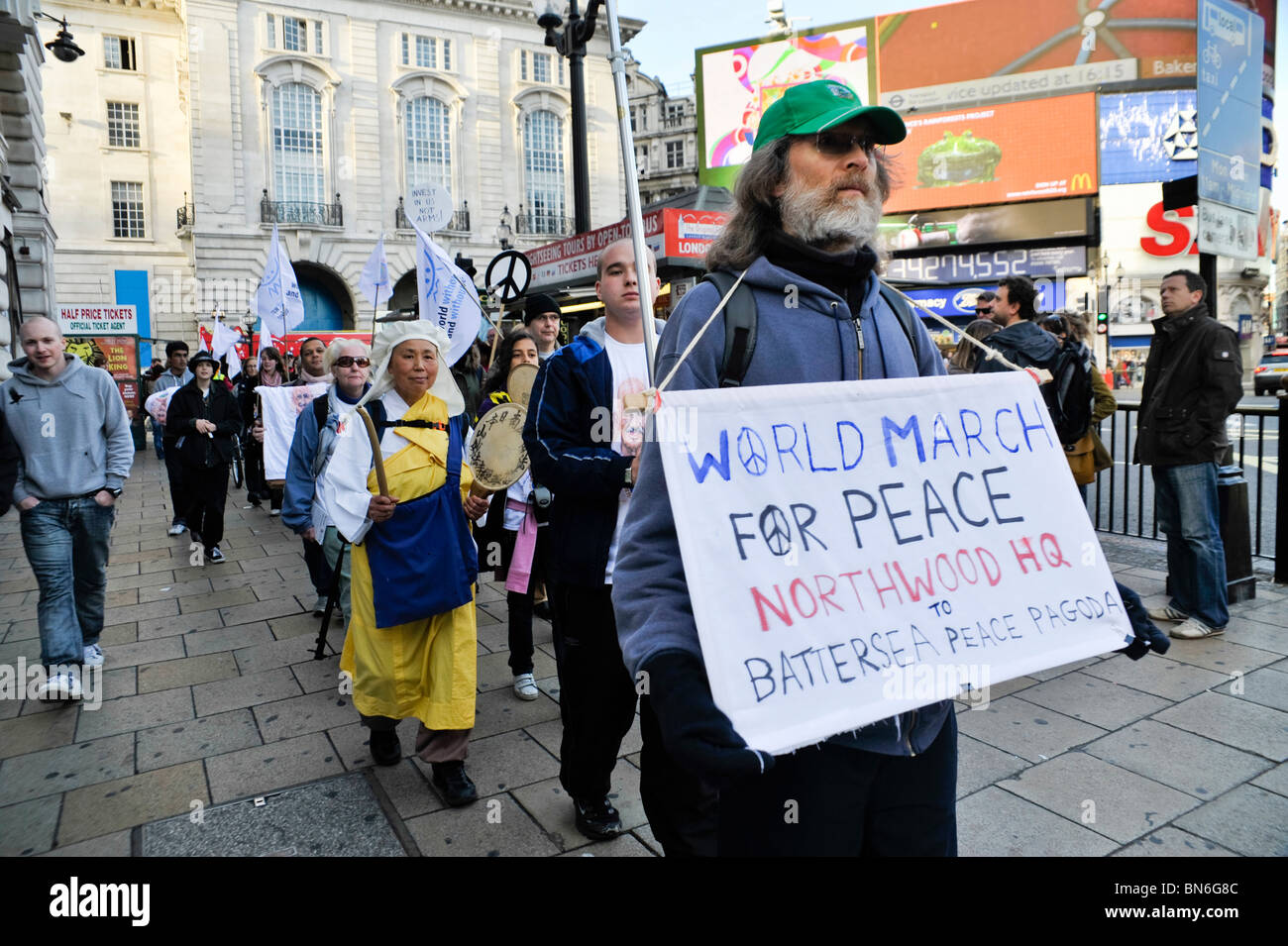 World March For Peace and Nonviolence goes through Piccadilly Circus ...