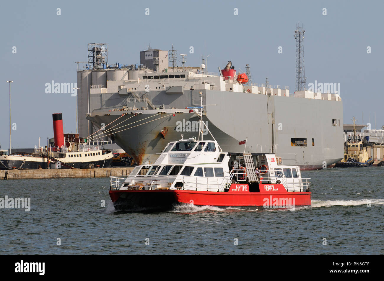 Port of Southampton the Hythe passenger ferry passing Baltic Highway ...