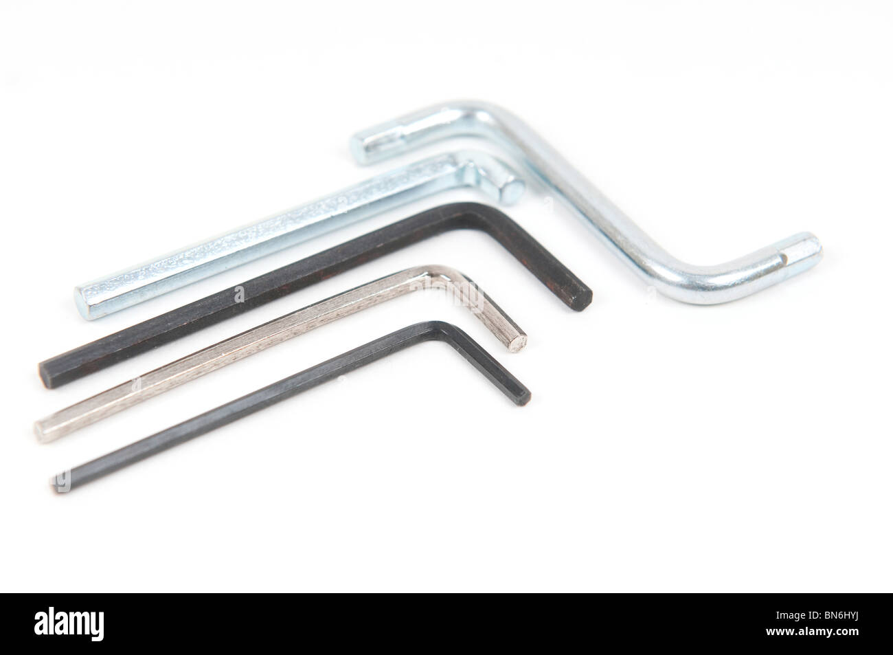 Set of metal hex keys on white background Stock Photo - Alamy