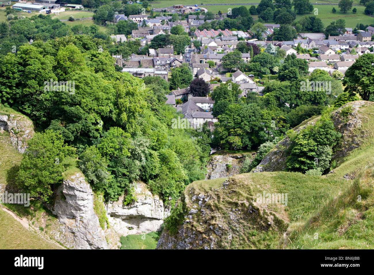 view from cave dale Castleton Derbyshire peak district national park ...