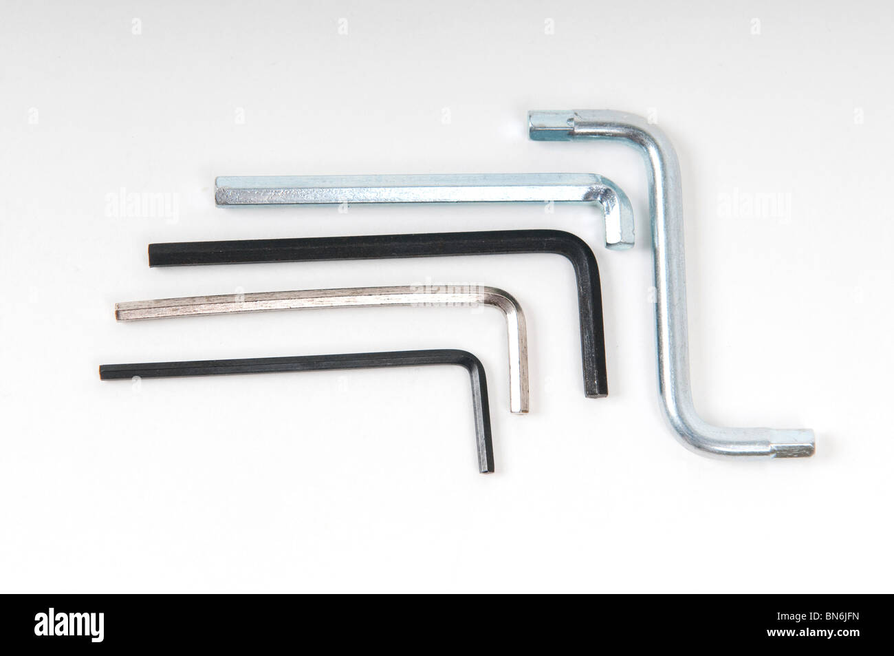 Set of metal hex keys on white background Stock Photo - Alamy