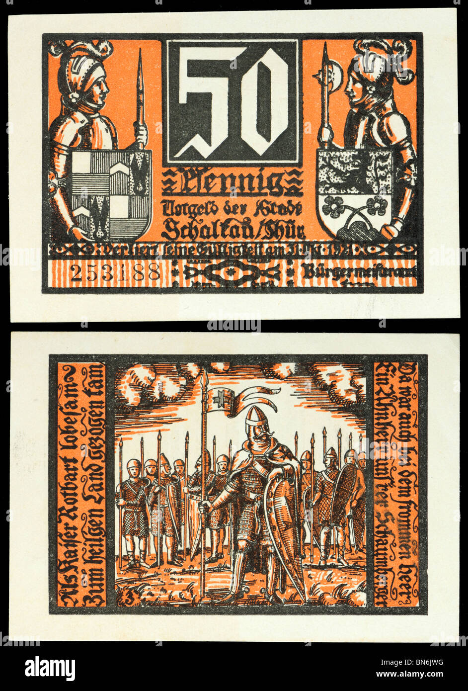 German Notgeld (emergency money) from period of hyperinflation. Note ...