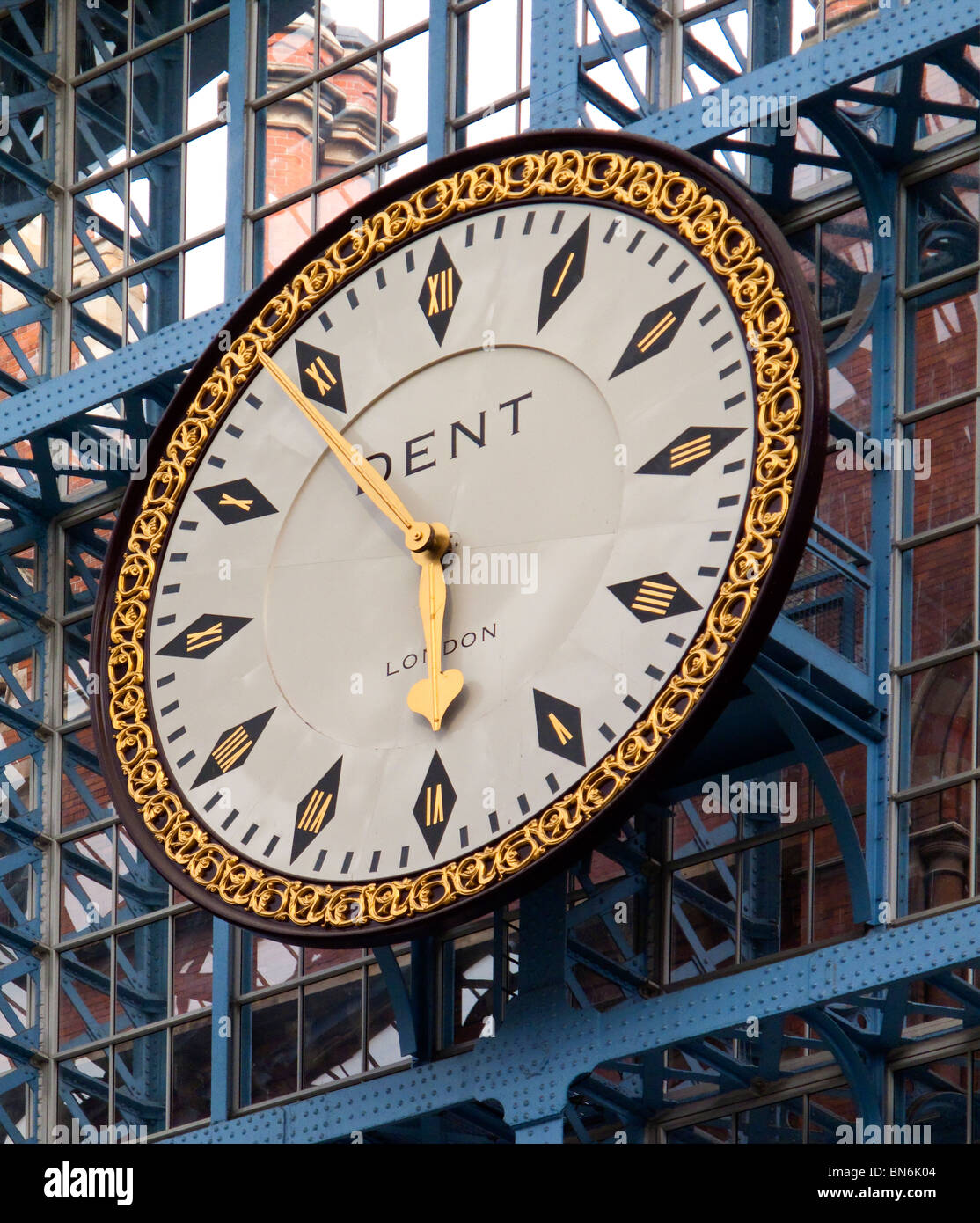 The famous clock made by Dent which hangs on St Pancras International ...