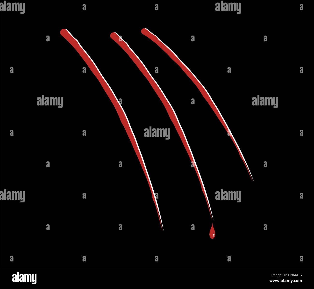 three red scratches dropping blood on black background Stock Photo - Alamy