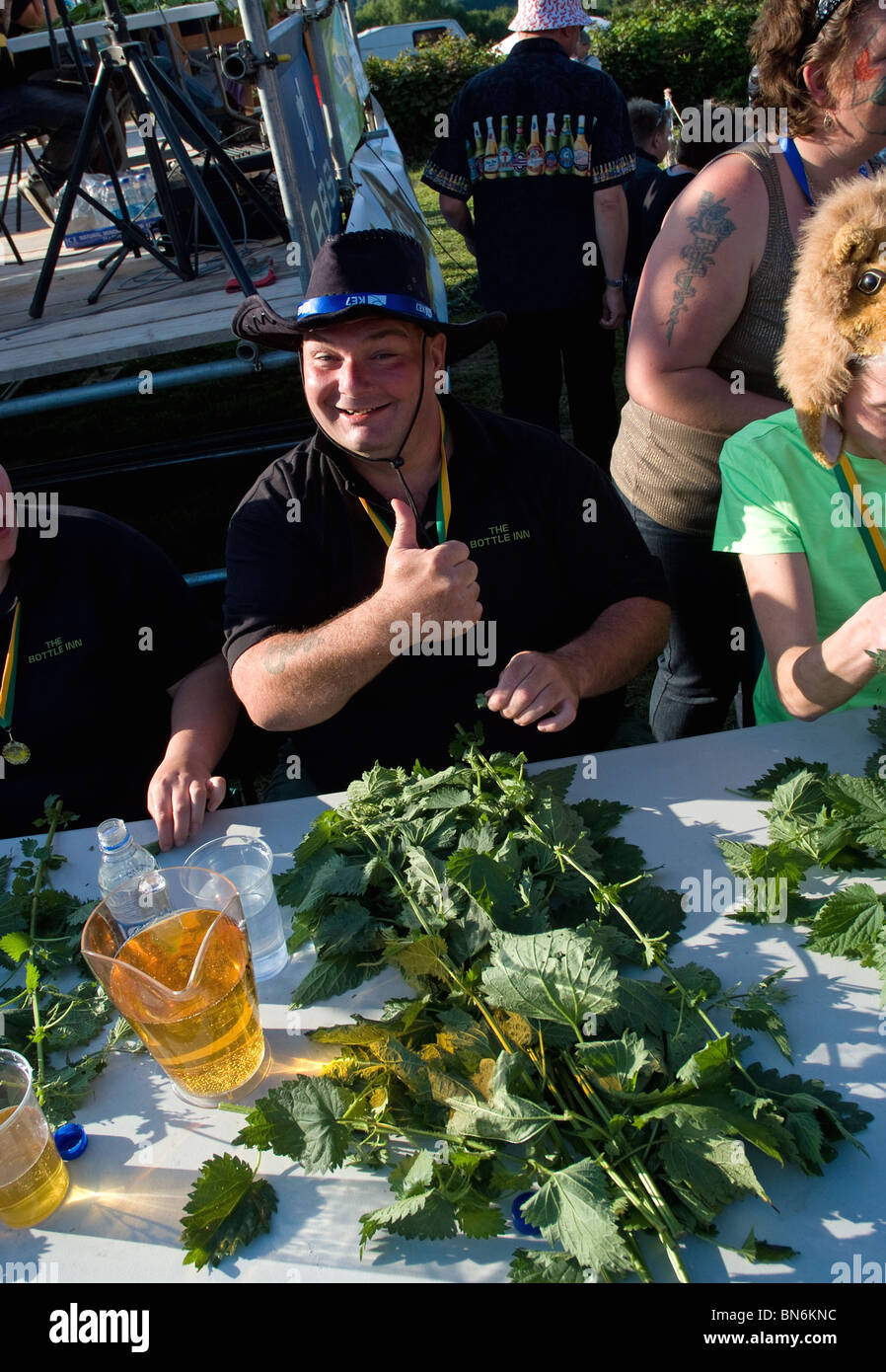 contestant at the world nettle eating championships Stock Photo - Alamy