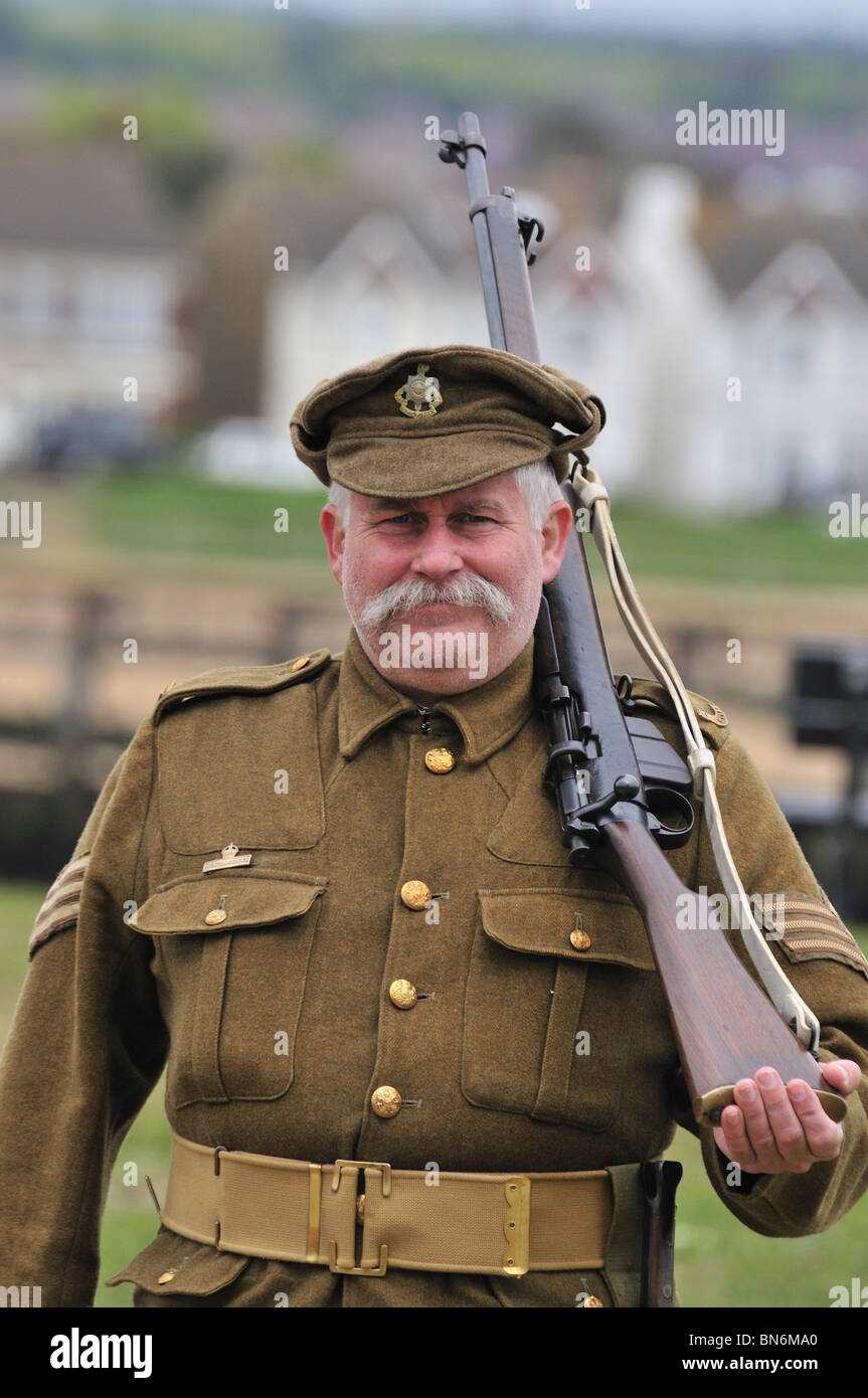 World war One Soldier in a khaki uniform carrying 303 lee enfield rifle ...