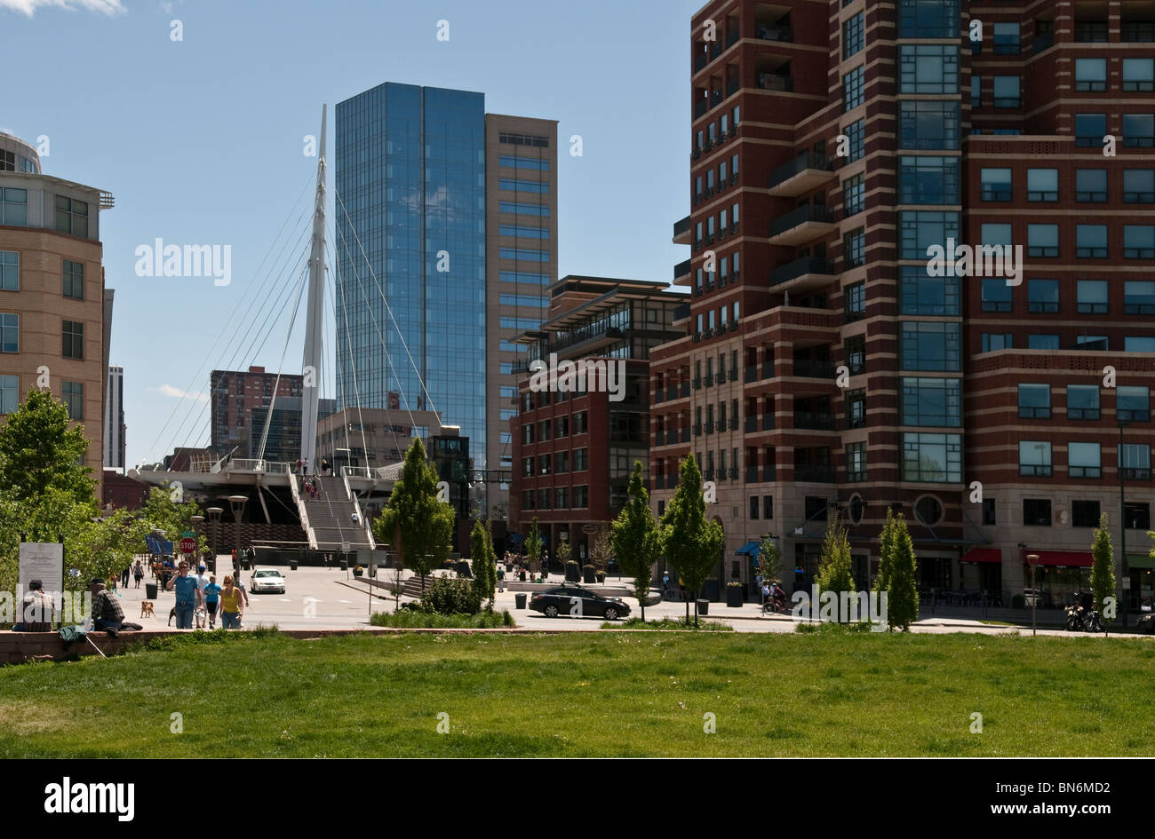 Millennium Pedestrian Bridge support mast in Riverfront Park, Denver ...