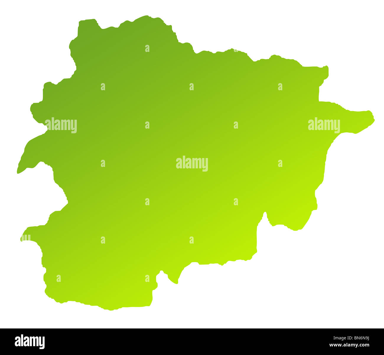 Green gradient map of Andorra isolated on a white background Stock ...