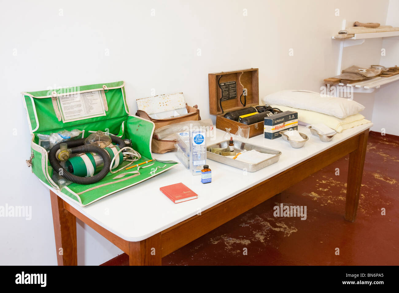 The first aid room at Geevor mine in Cornwall, it closed in 1990, the ...