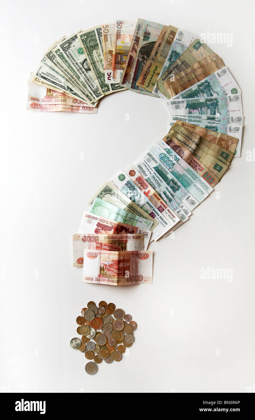 different Money, Question sign Stock Photo - Alamy