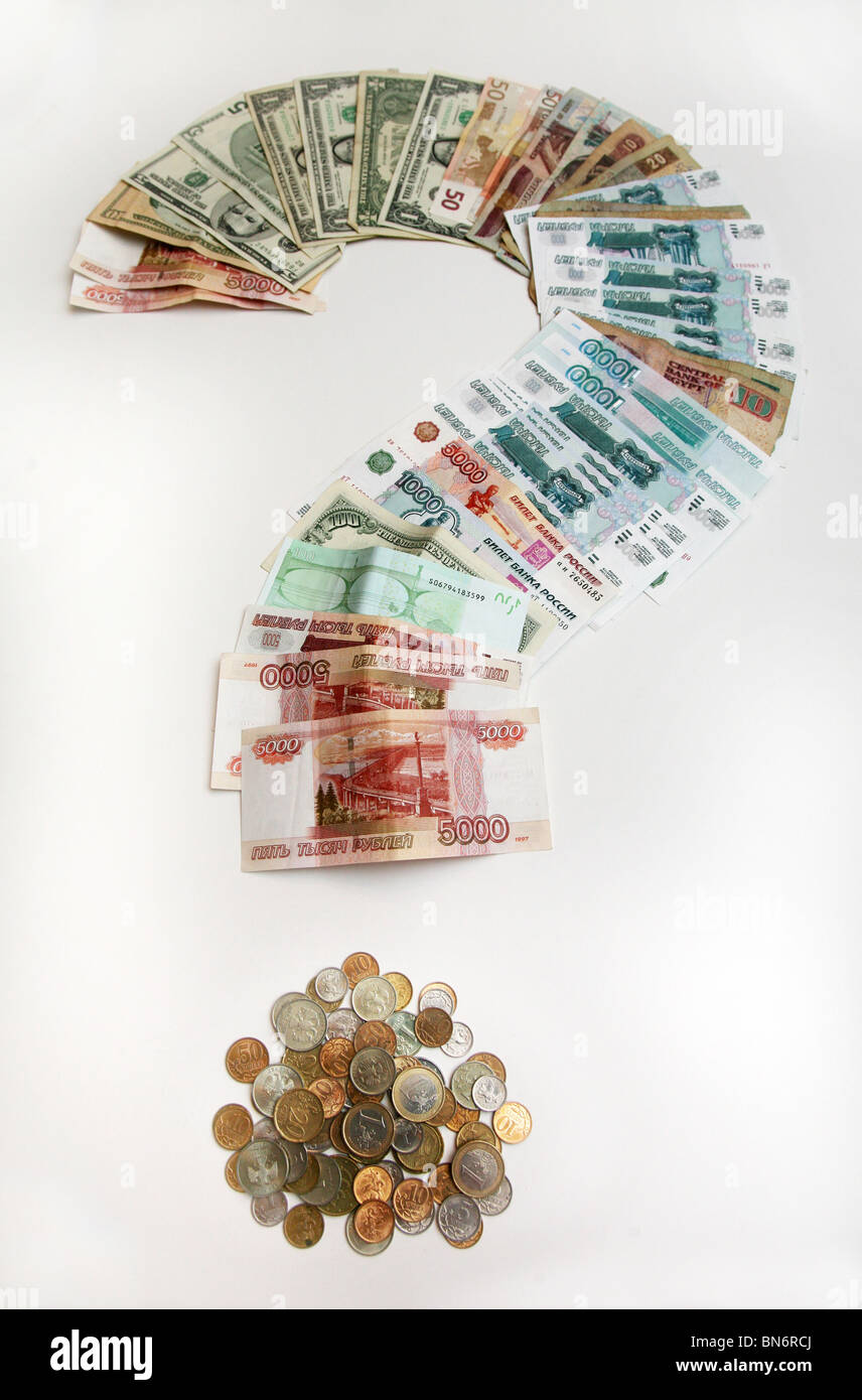 different Money, Question sign Stock Photo - Alamy