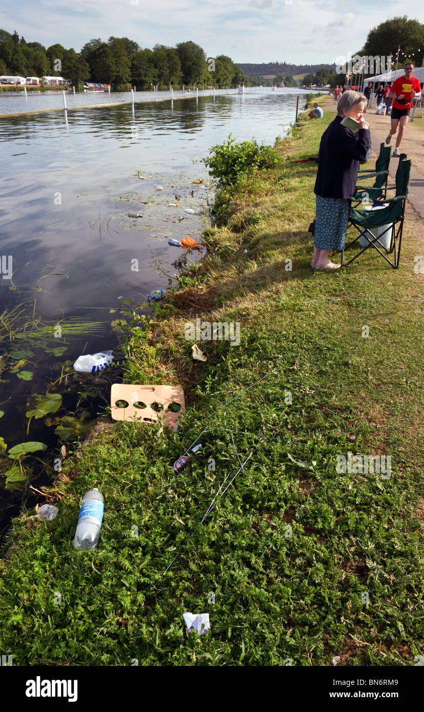 Litter, debris, garbage, waste, mess and junk strewn along the banks of ...