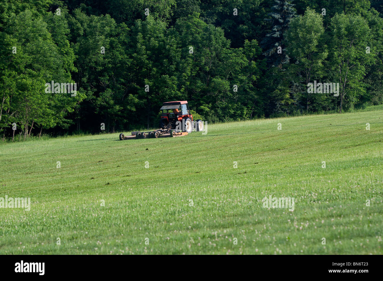 Tractor being used to mow a field Stock Photo - Alamy