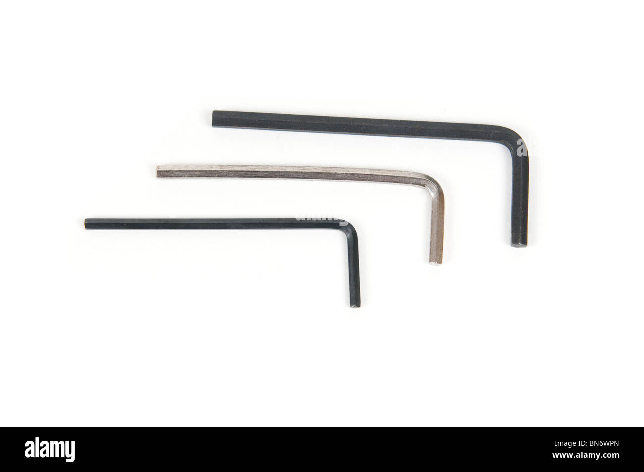 Set of metal hex keys on white background Stock Photo - Alamy