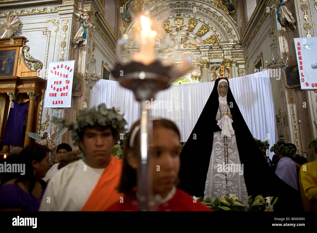 Procession during holy week celebrations in Oaxaca, Mexico, April 12 ...