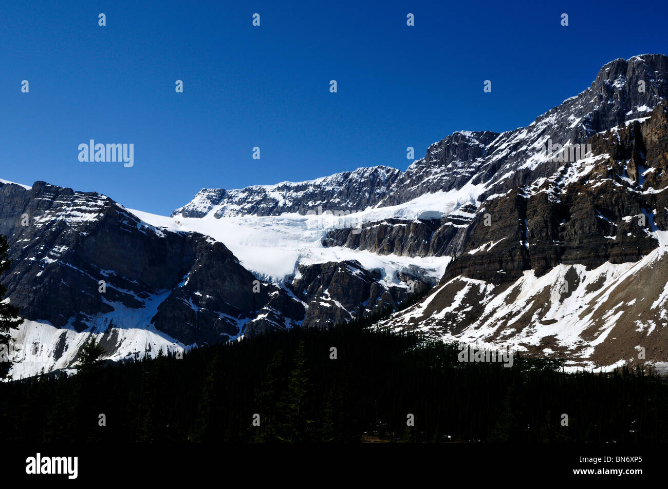 Crowfoot glaciers and surrounding mountains along Icefield Parkway ...