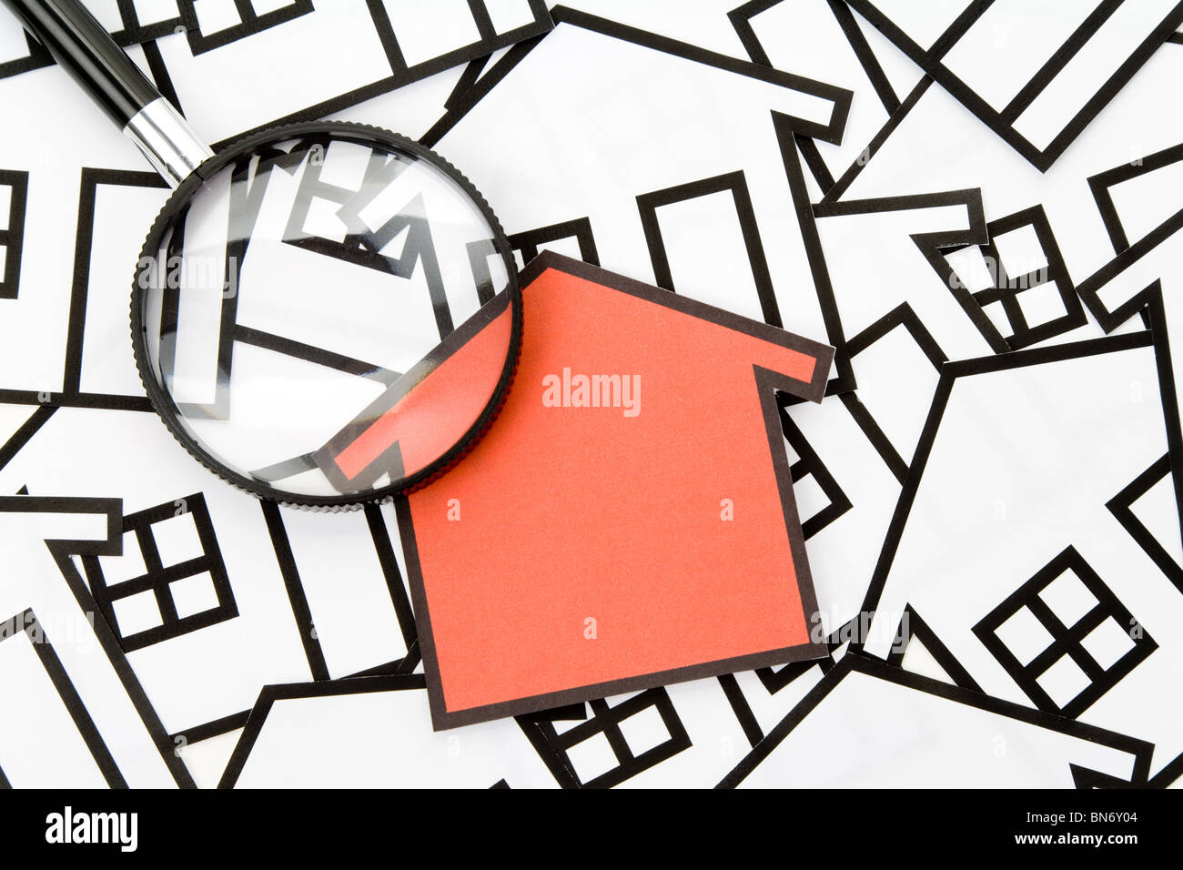 home sign and Magnifying Glass , Real Estate Concept Stock Photo - Alamy